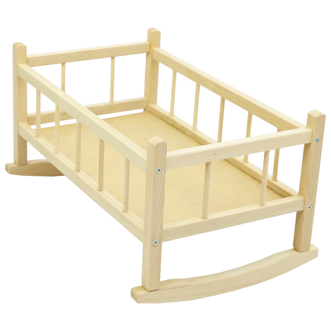 Large Wooden Rocking Bed Cot Crib Dolls and Bedding Set - Etsy