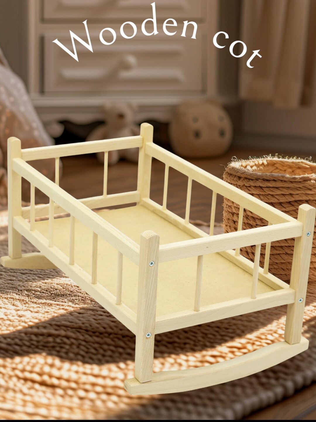 Large Wooden Rocking Bed Cot Crib - Etsy