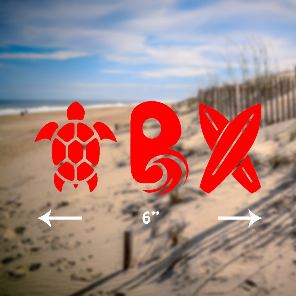 OBX Sea Turtle, Ocean, Surf Vinyl Decal. PAIR of Car Window, Laptop ...