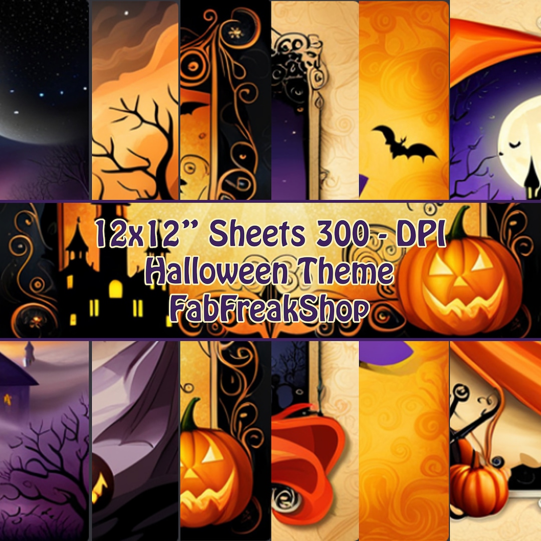 12x12" Scrapbook Paper, Halloween Theme, Digital Download JPG, Clipart ...