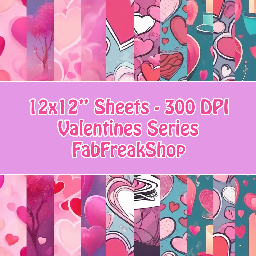 12x12" Scrapbook Paper, Valentines Day Theme, Digital Download JPG ...