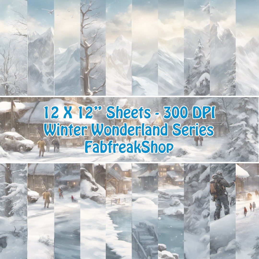 12x12" Scrapbook Paper, Winter Wonderland Set, Digital Download JPG ...