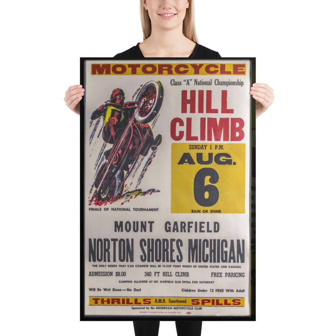 Vintage Motorcycle Event Poster, Game Room Wall Decor, Mancave Decor ...