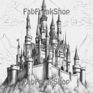 Fantasy Castle Coloring Pages: Adult Coloring Book (digital Download ...