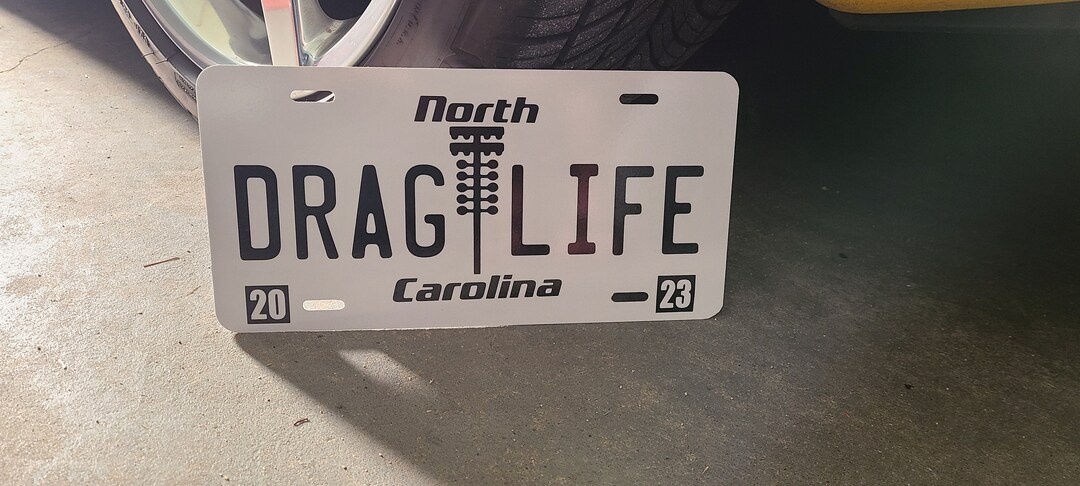 DRAG LIFE Reflective Metal License Plate. Drag Racer. - Etsy