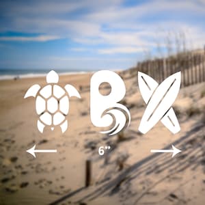 OBX Sea Turtle, Ocean, Surf Vinyl Decal. PAIR of Car Window, Laptop ...
