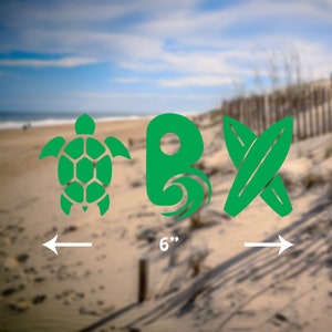 OBX Sea Turtle, Ocean, Surf Vinyl Decal. PAIR of Car Window, Laptop ...