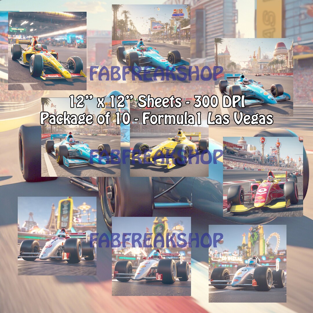 12x12" Scrapbook Paper, Formula 1 Las Vegas Set, Digital Download JPG ...