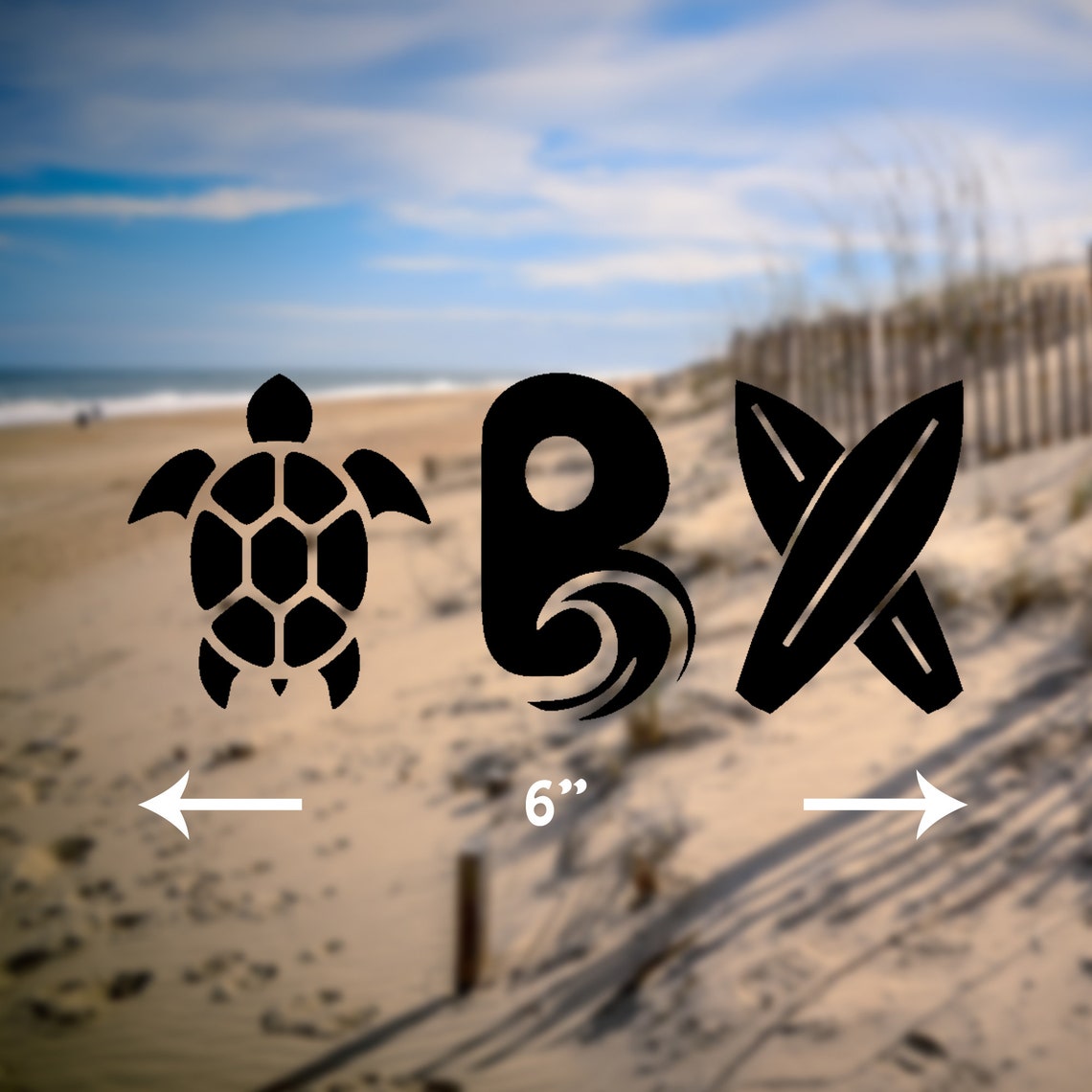 OBX Sea Turtle, Ocean, Surf Vinyl Decal. PAIR of Car Window, Laptop ...