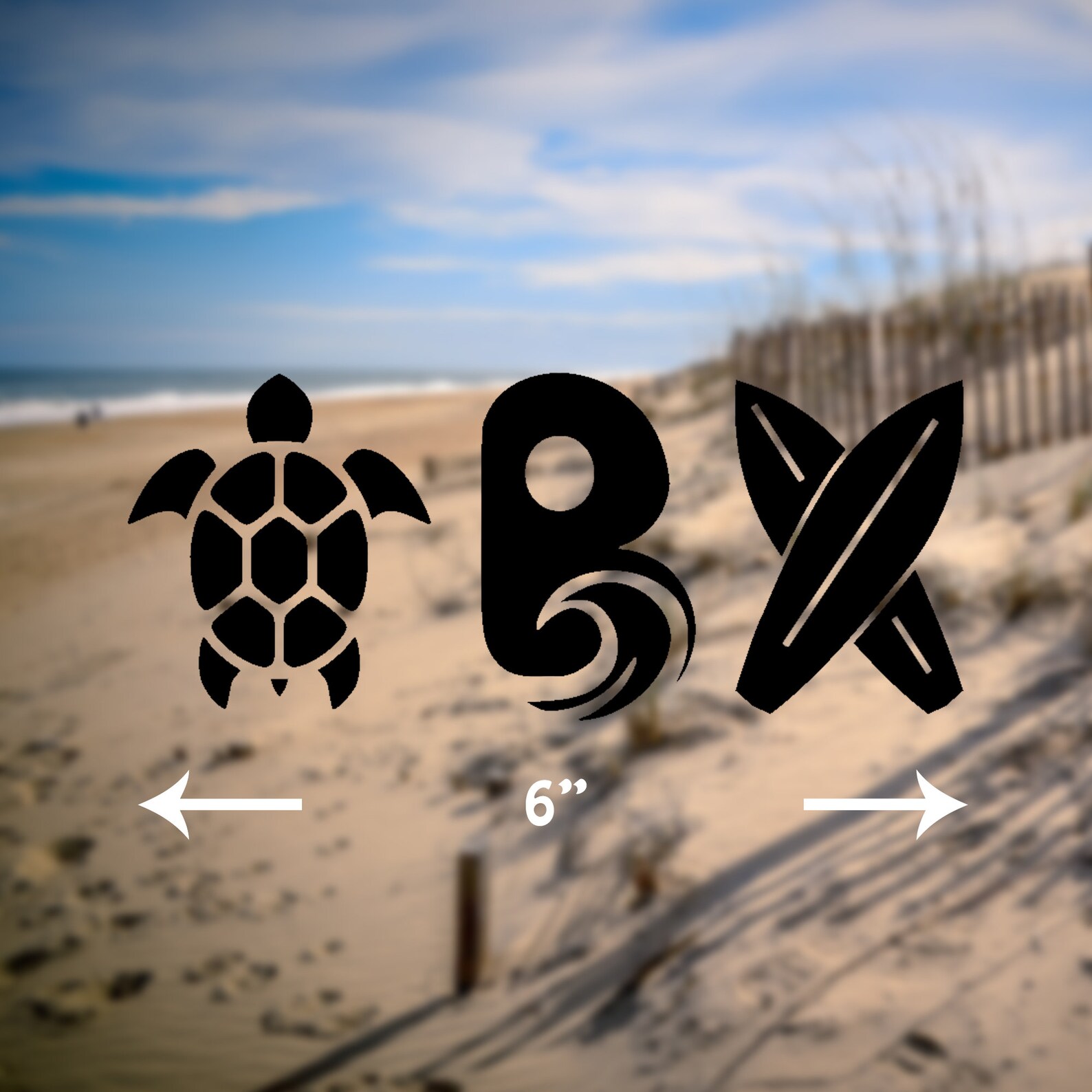 OBX Sea Turtle, Ocean, Surf Vinyl Decal. PAIR of Car Window, Laptop ...