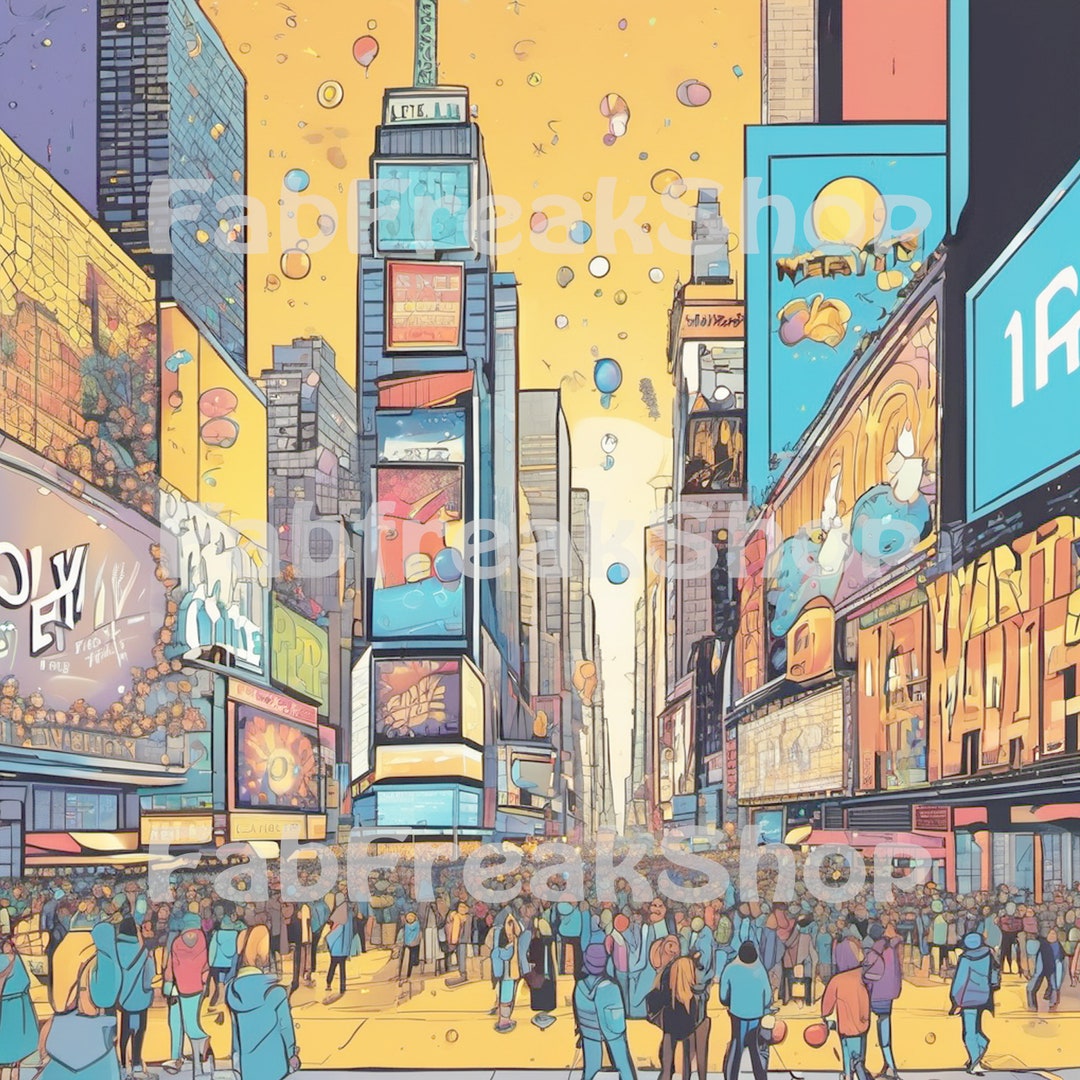 12x12" Scrapbook Paper, New Years Eve Times Square, 10 Images, Digital ...
