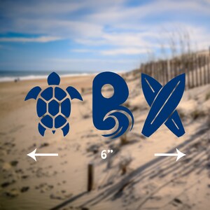 OBX Sea Turtle, Ocean, Surf Vinyl Decal. PAIR of Car Window, Laptop ...