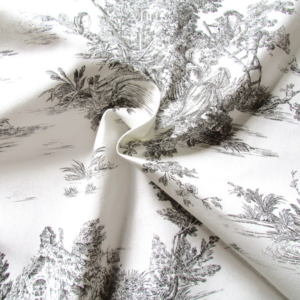 Black Toile Fabric - Etsy