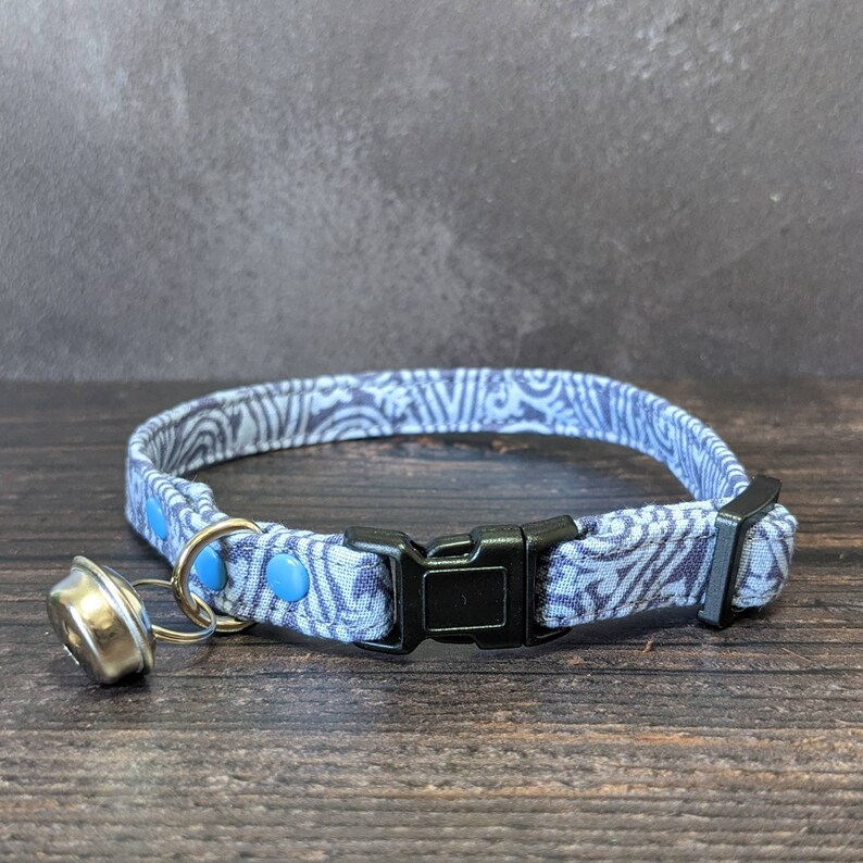 Blue Cat Collar Break-away Clasp Bell Fabric Collar - Etsy