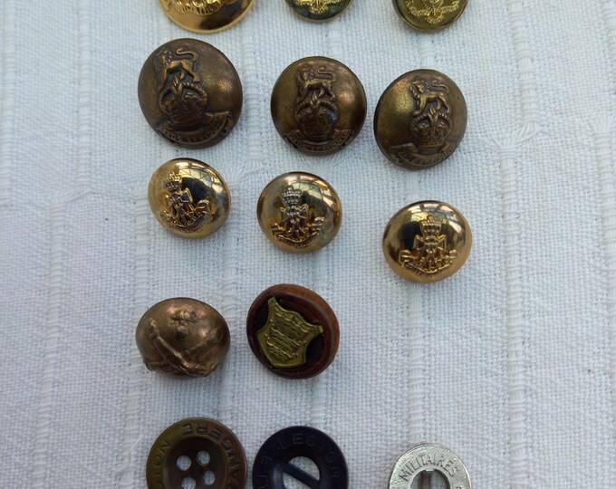 Fourteen Vintage Military/livery Buttons. Various Ages, Materials ...