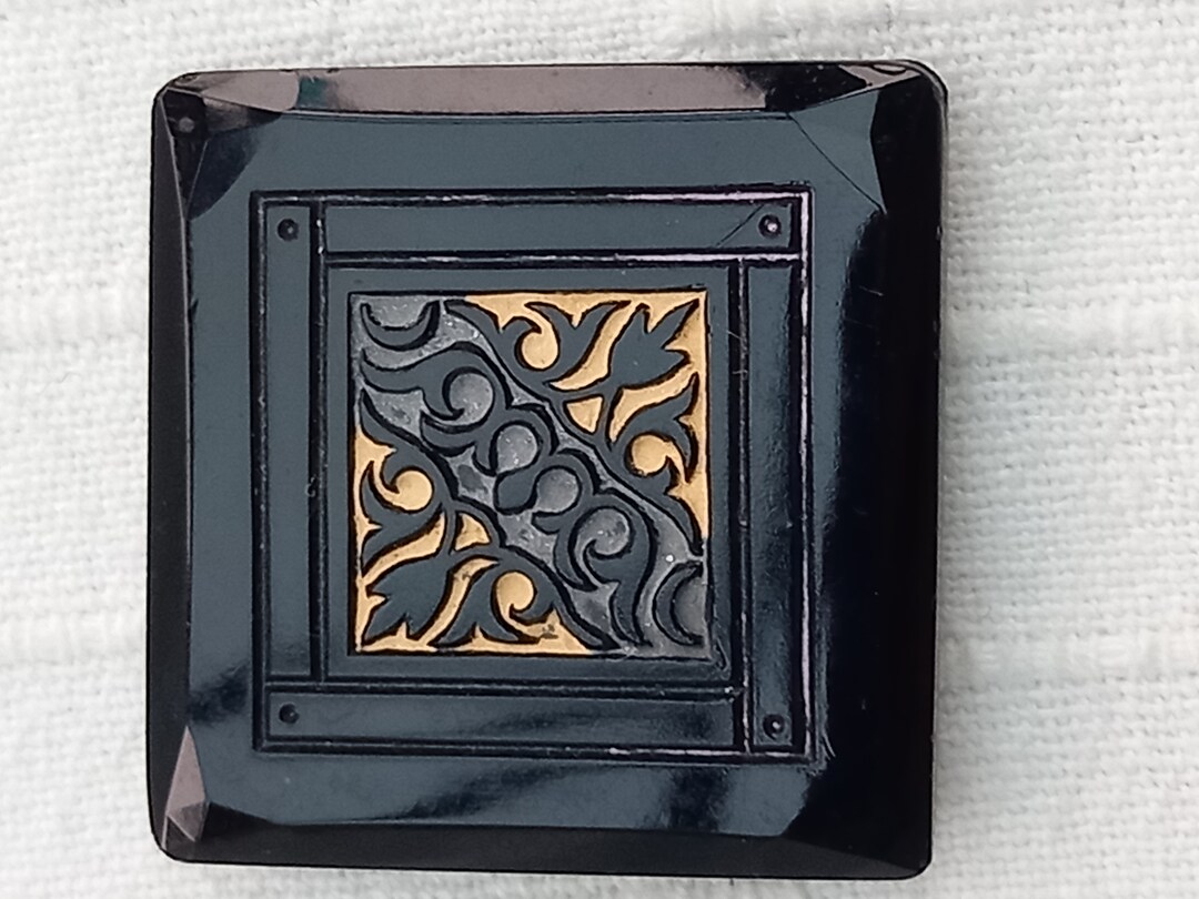 Vintage antique Decorated Black Glass Square Embellisment. I Don't Know ...
