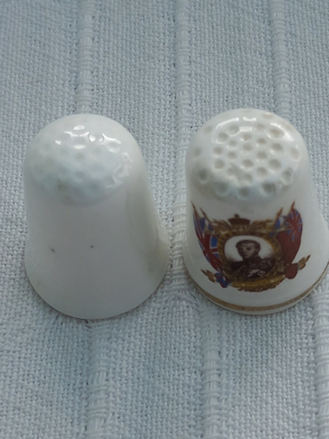 Two China Thimbles. One Plain White. King Edward VIII May 12th 1937 ...