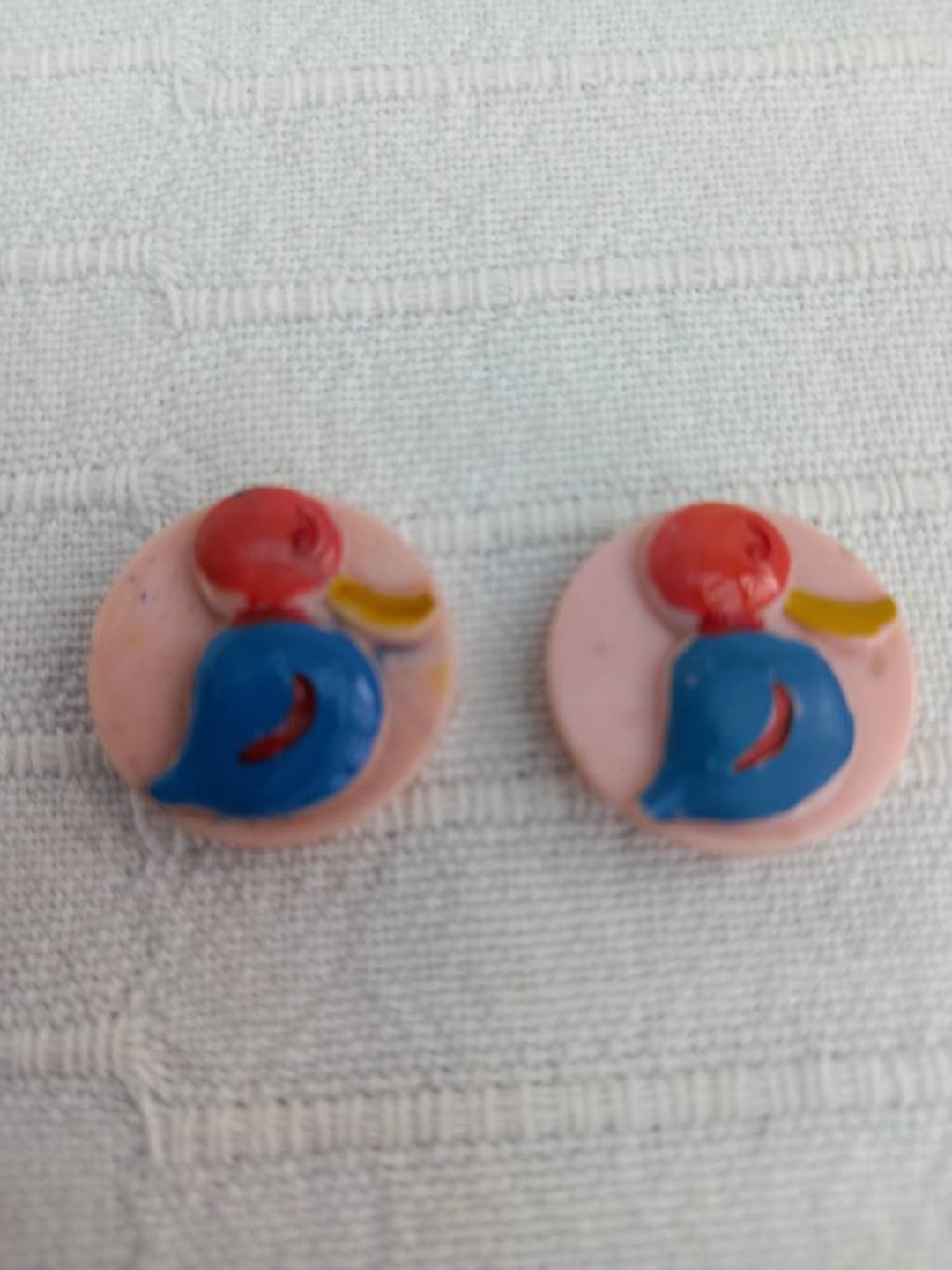 Two Vintage Plastic Duck Buttons. Round With Shank. Cute. Appear to Be ...