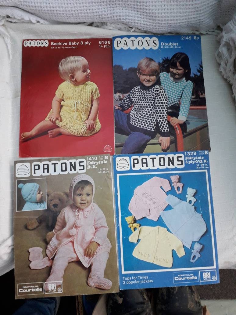Four Vintage/retro Patons Knitting Patterns. 1970's. Baby & Children ...