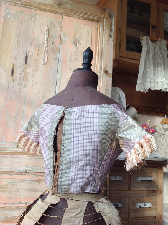 very old silk ballgown bodice 1870s - Gem