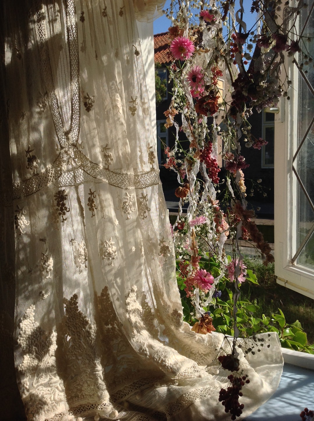 Antique Cream Tulle Wedding Dress With Silk Embroidery Work - Etsy