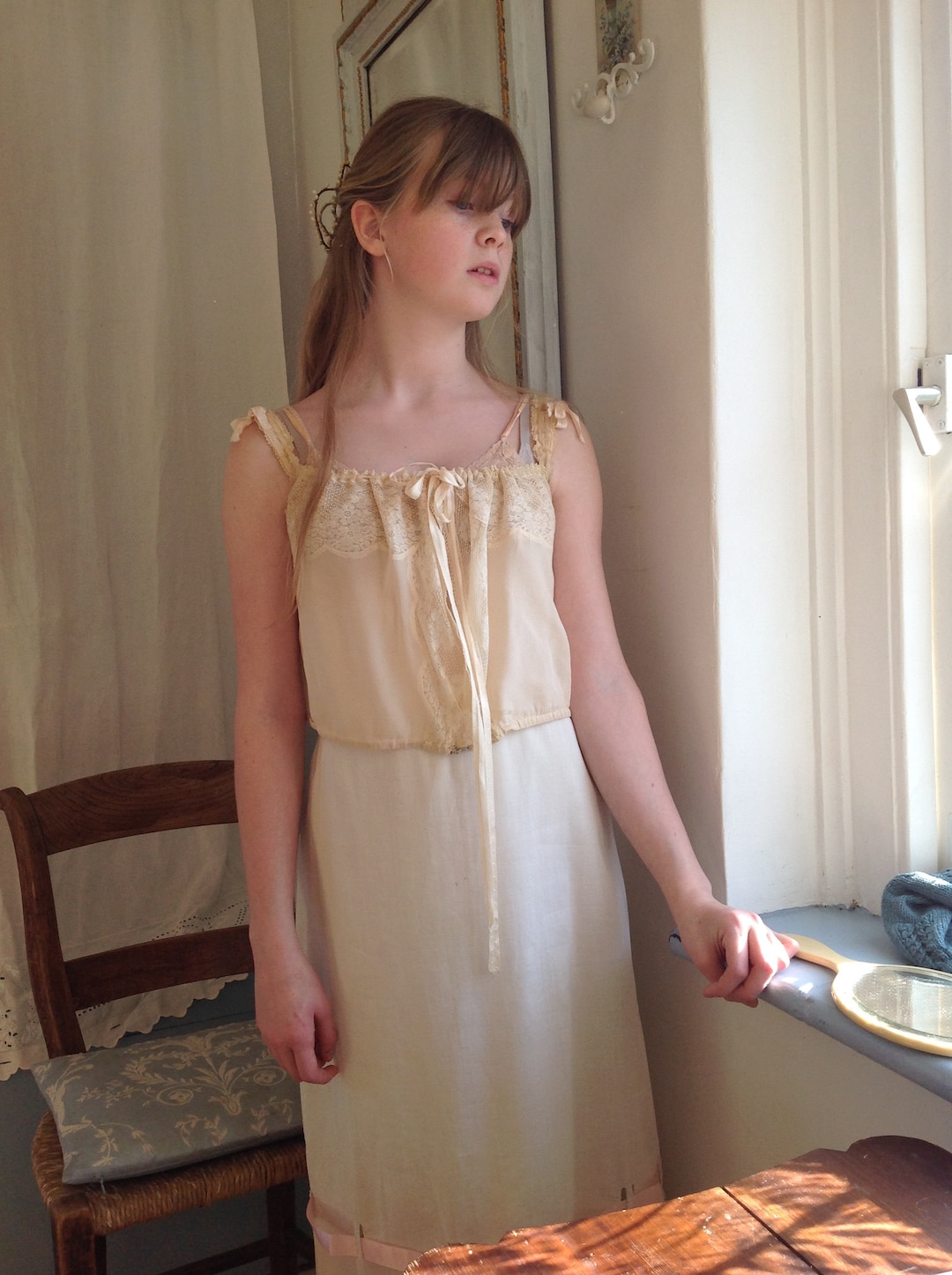 Antique Silk and Lace Corset Cover Top, Camisole LARGE, and Adjustable ...