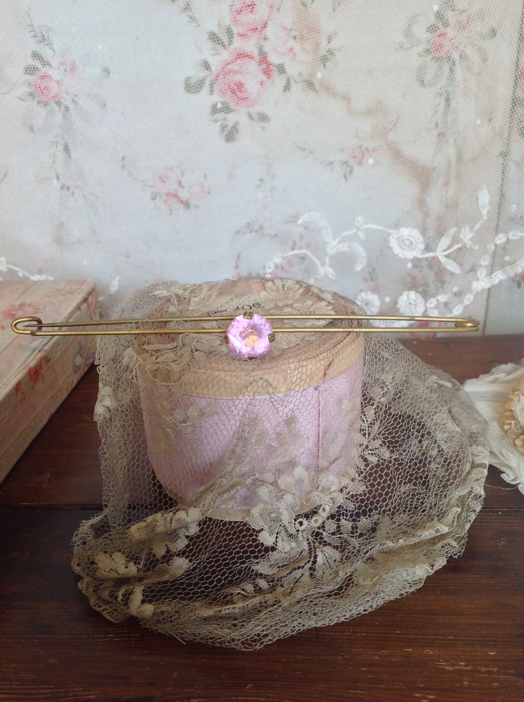 Old Stole Pin With Amaranth Stone - Etsy