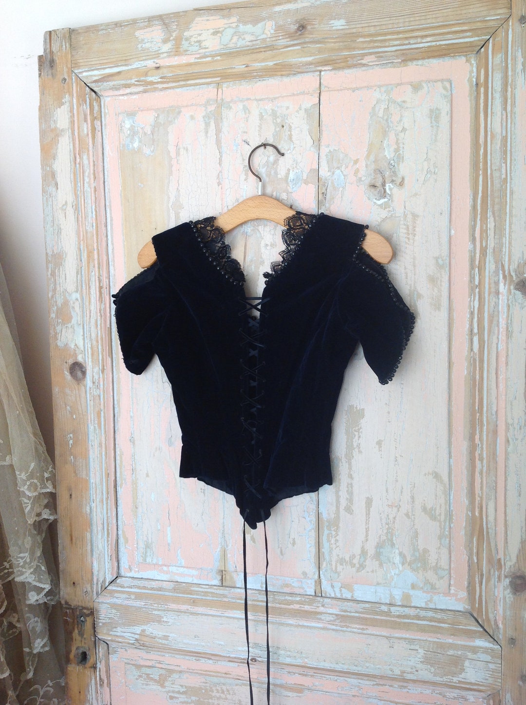 Dark Blue Velvet Antique Bodice 1890s - Etsy