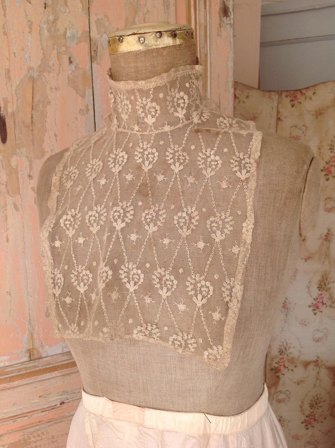 1890s Tulle Lace Collar Dicky, High Neck Top - Etsy