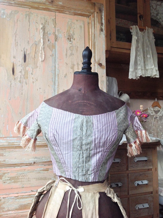 very old silk ballgown bodice 1870s - Gem