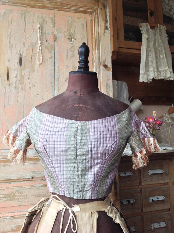 very old silk ballgown bodice 1870s - Gem