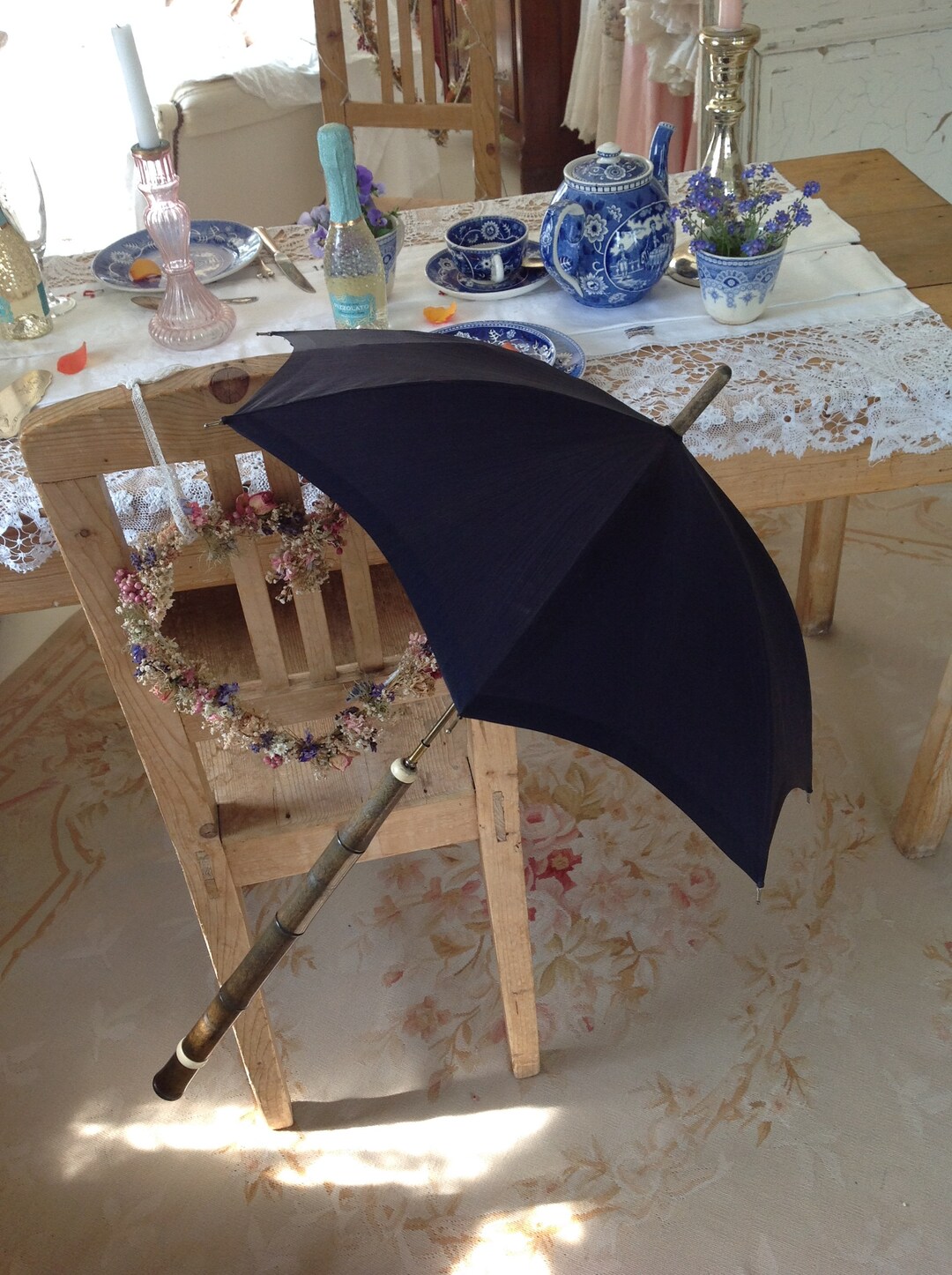 1820s Blue Silk Carriage Parasol, - Etsy