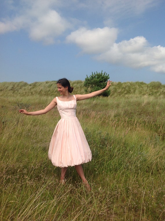 vintage party dress, pink taft silk prom dress Emma D… - Gem