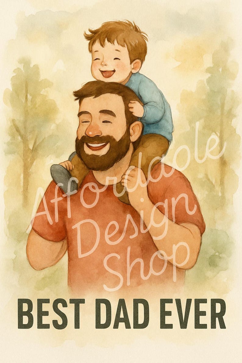 Custom Father's Day Watercolor Portrait | Personalized Digital Gift for ...