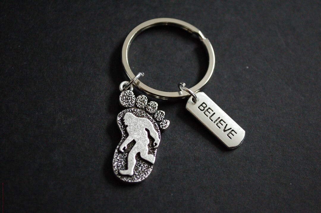 Believe Foot Print Big Foot Sasquatch Keychain Keyring Giftgift - Etsy