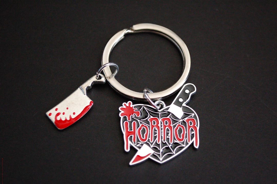 Horror Movie Keychain: Bloody Cleaver Charm, Silver Tone Steel - Etsy