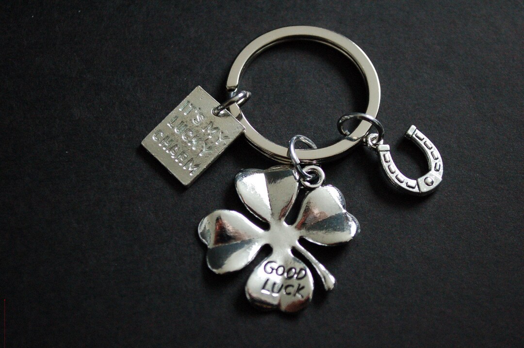 It's My Lucky Charm Quote Good Luck Keychain Keyring Four Leaf Clover ...
