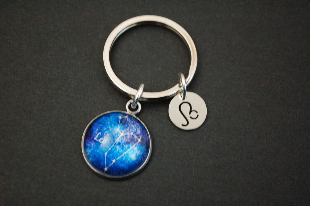 Leo Zodiac Sign Constellation Cameo Keychain Keyring Astrology - Etsy