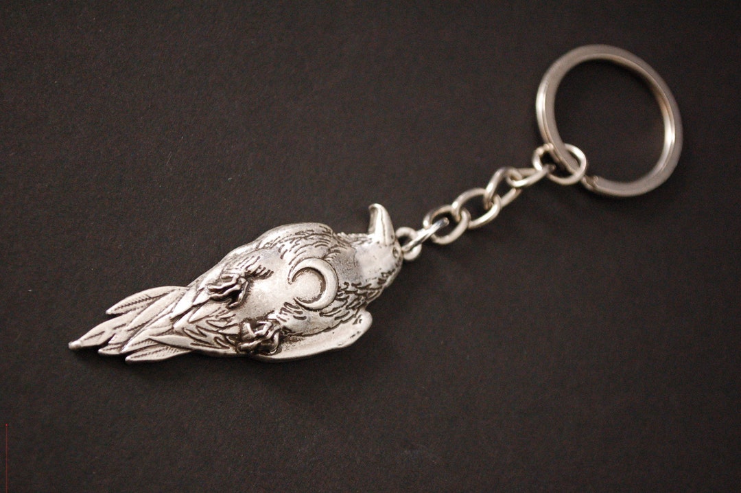 Silver Tone Viking Odin's Raven Keyring Keychain Crescent Moon Giftgift ...