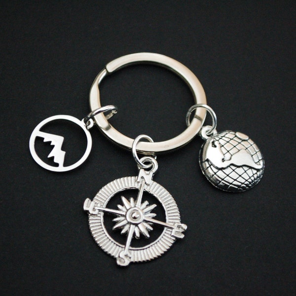 Engraved Compass Keychain - Etsy