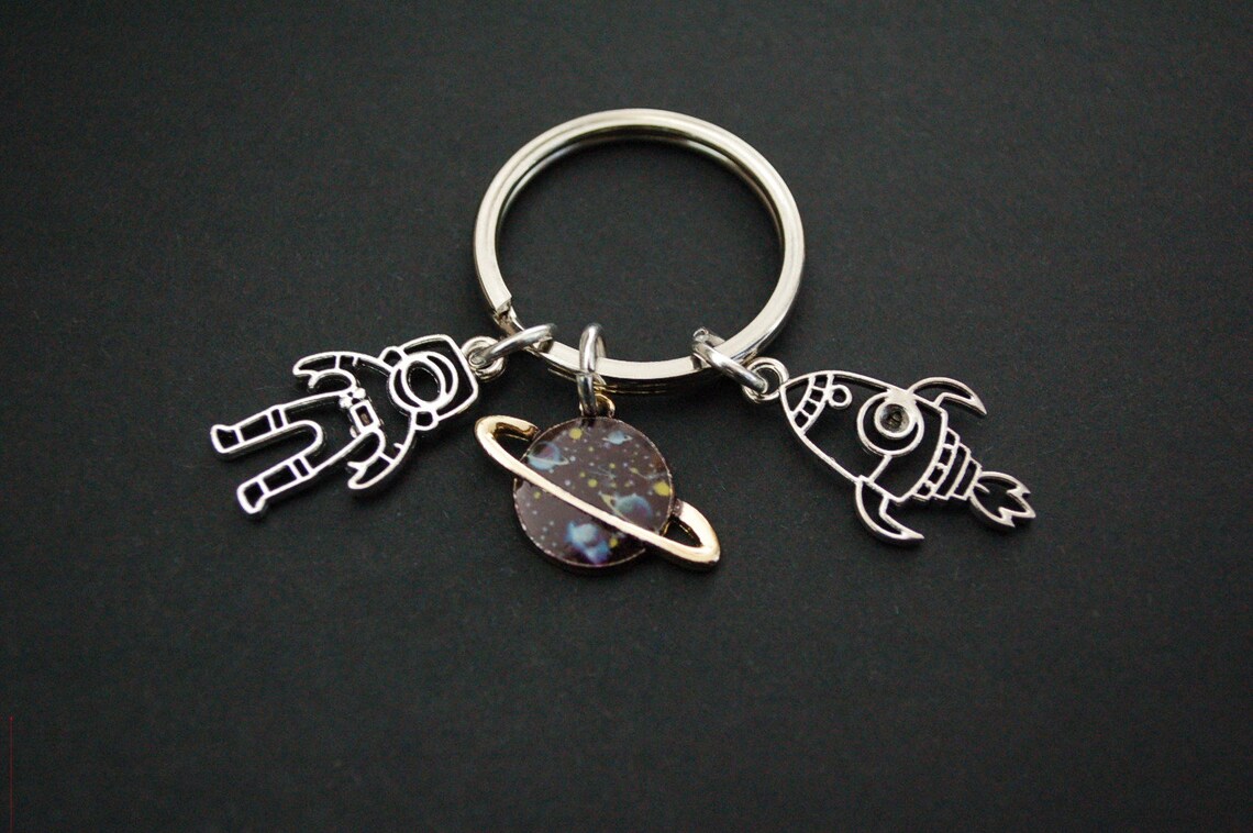 Astronaut Saturn Planet Rocket Space Keychain Keyring - Etsy