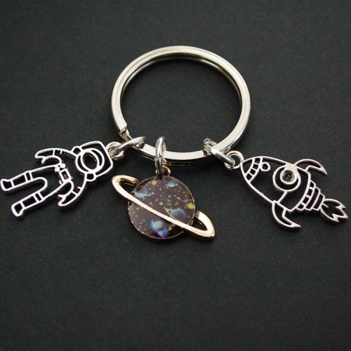 Astronaut Saturn Planet Rocket Space Keychain Keyring - Etsy