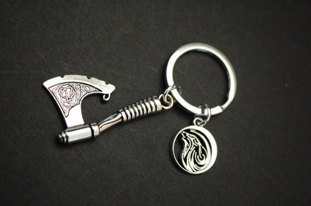 Viking Axe Howling Wolf Fenrir Norse Odin Keychain Keyring Gift - Etsy