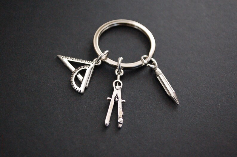 Mathmatical Pencil Protractor Compass Maths Keychain Keyring - Etsy