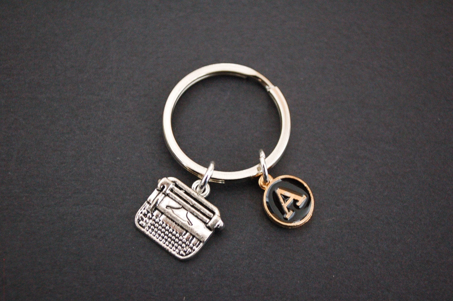 Typewriter Initial Key Letter Writer Author Keychain Keyring - Etsy