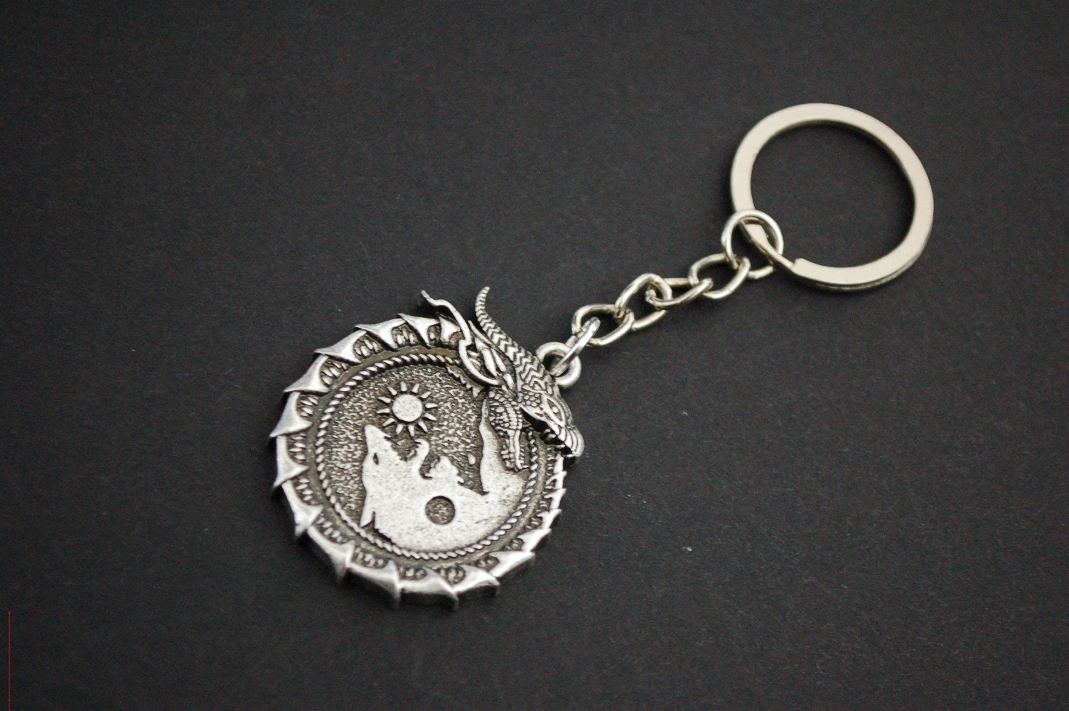 Viking Yin Yang Dragon Fenrir Keychain Keyring Norse Wolf - Etsy