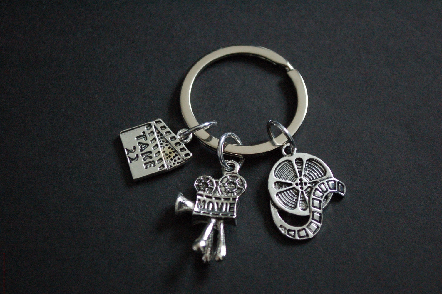 Movie Lover Cinema Camera Take 22 Clapper Board and Movie Reel Keychain ...