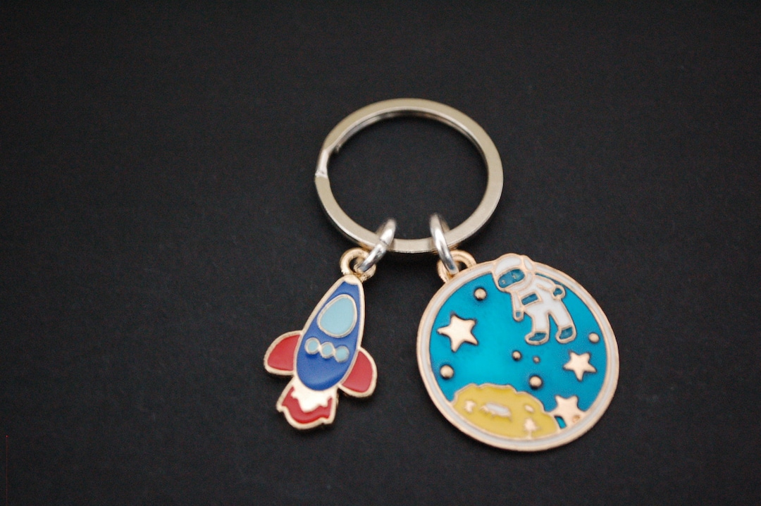 Astronaut Planet Rocket Ship Keychain Keyring - Etsy