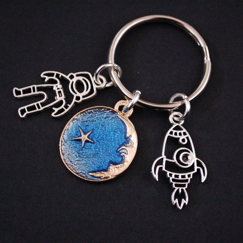 Astronaut Saturn Planet Rocket Space Keychain Keyring | Etsy