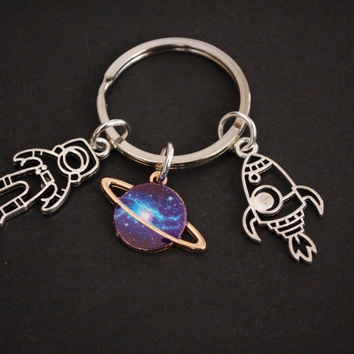 Astronaut Saturn Planet Rocket Space Keychain Keyring - Etsy
